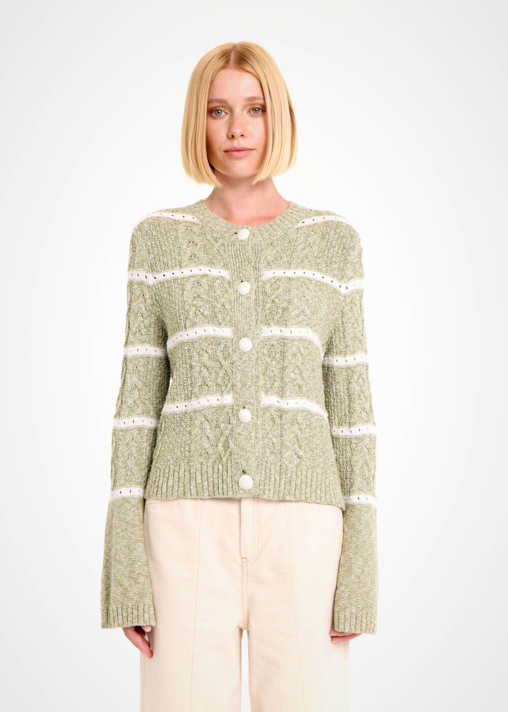 Cable Pattern Thyme Mouline Knit Cardigan | Knitss