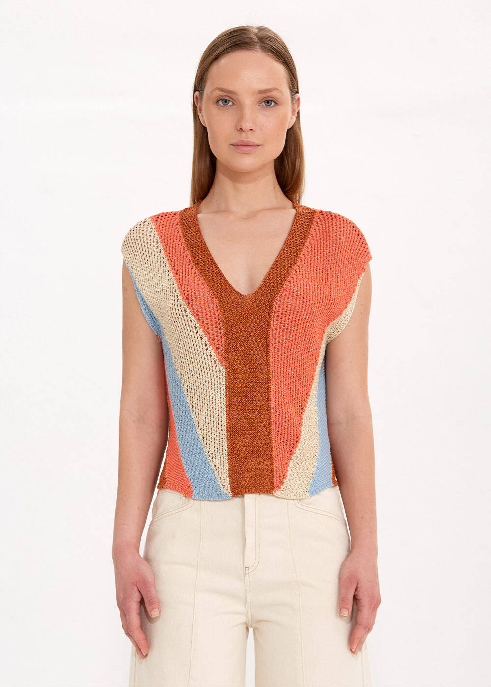 Color Block Knit Top | Knitss