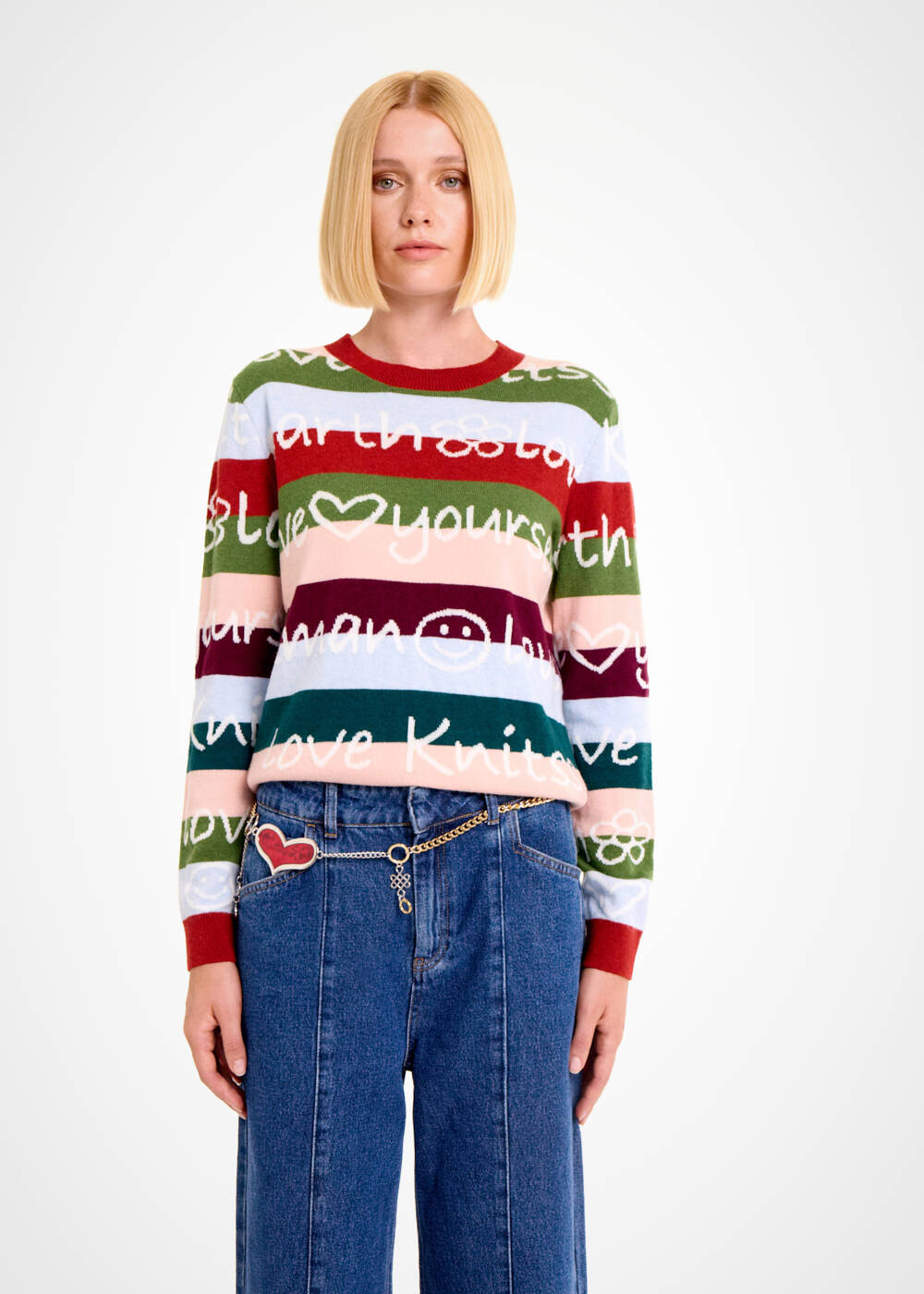 Colorful Slogan Patterned Sweater | Knitss