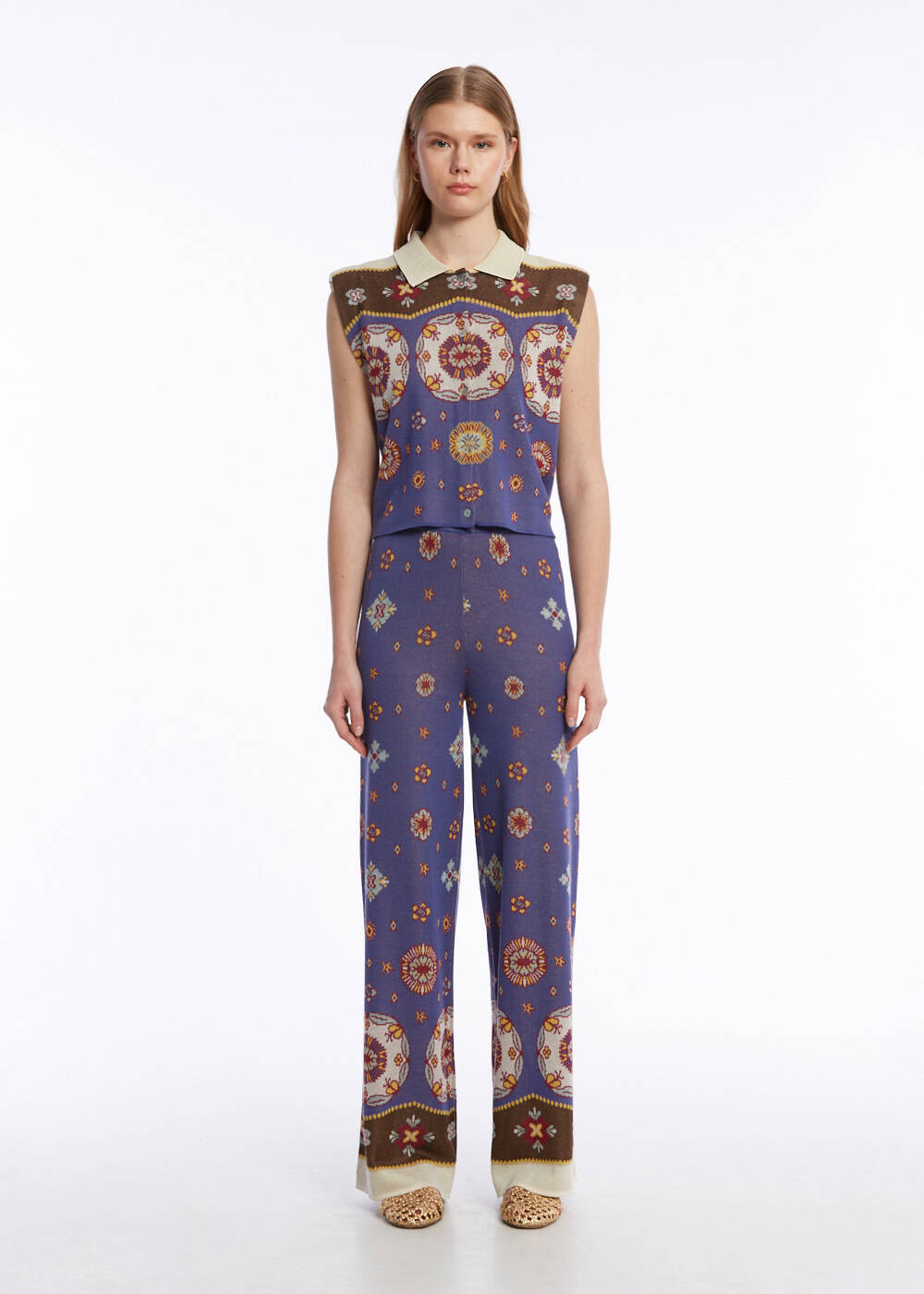 Ethnic Patterned Knit Pants | Knitss