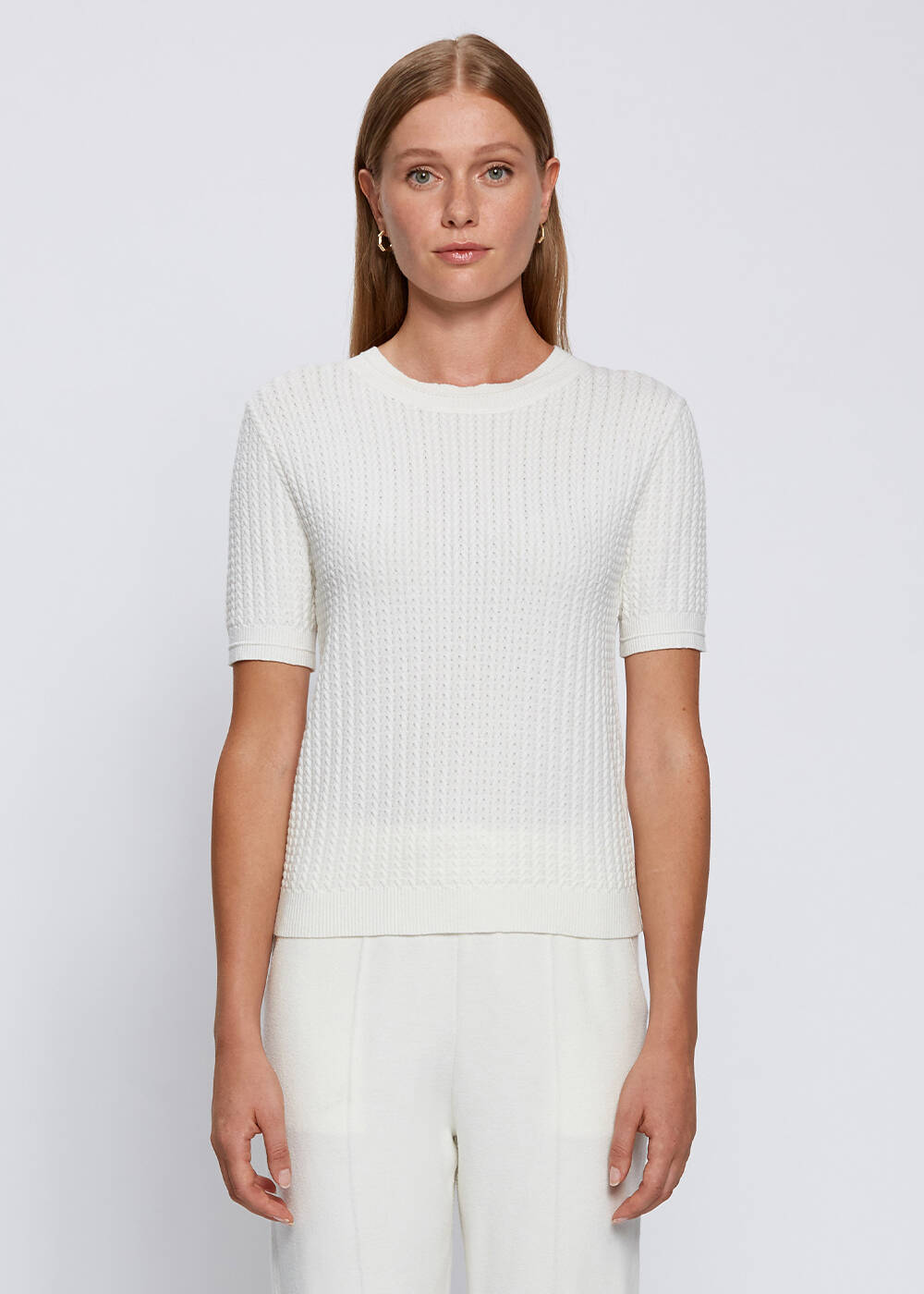 Structured Ecru Knit Top | Knitss