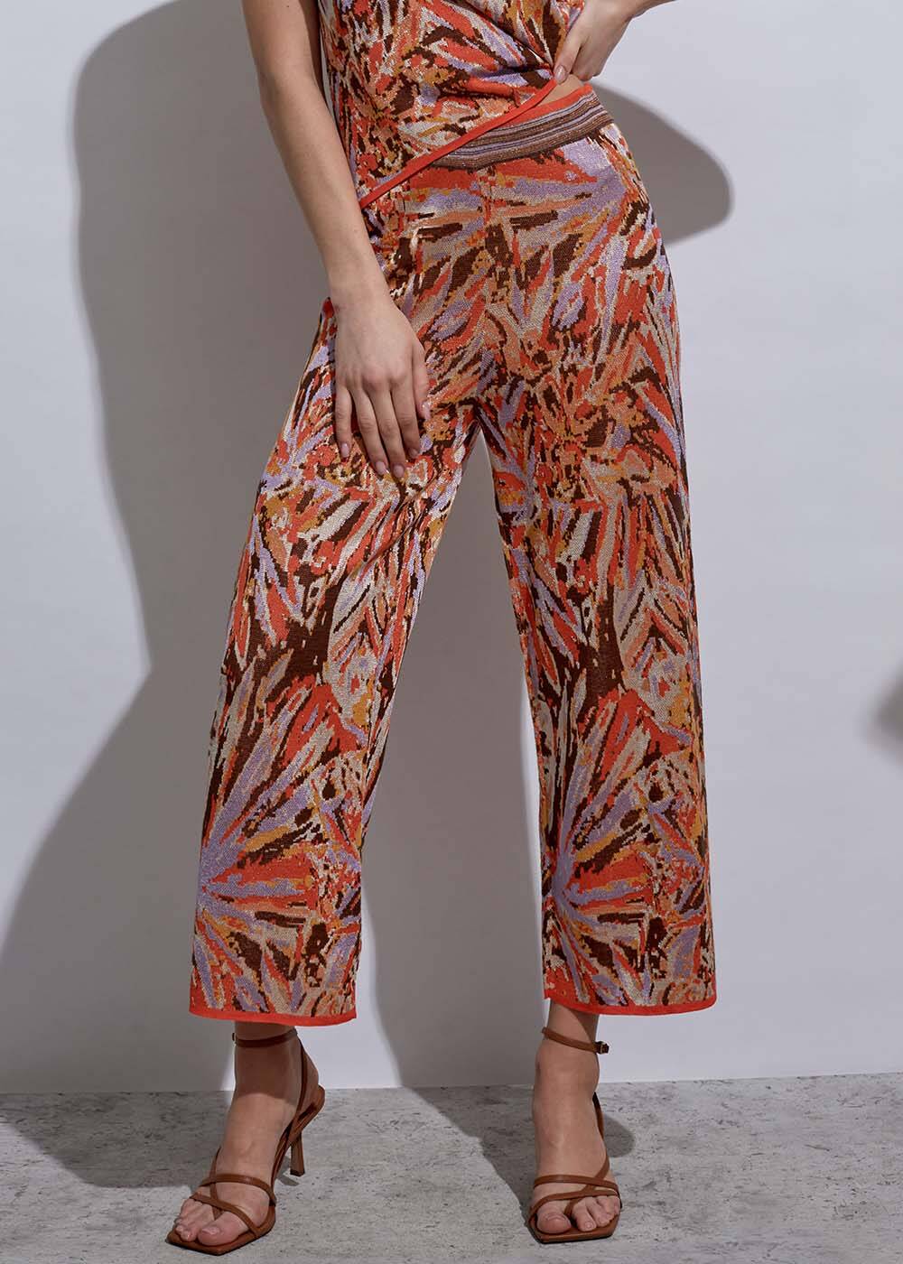 Jacquard Patterned Knit Pants | Knitss