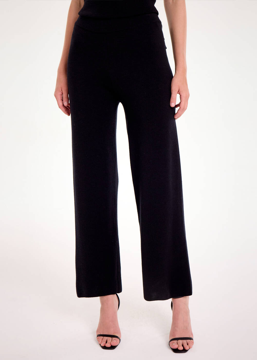 Merino Wool Black Knit Pants | Knitss