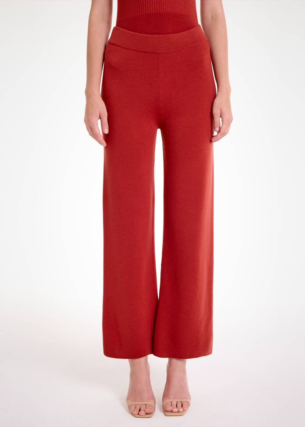 Merino Wool Intense Rust Knit Pants | Knitss