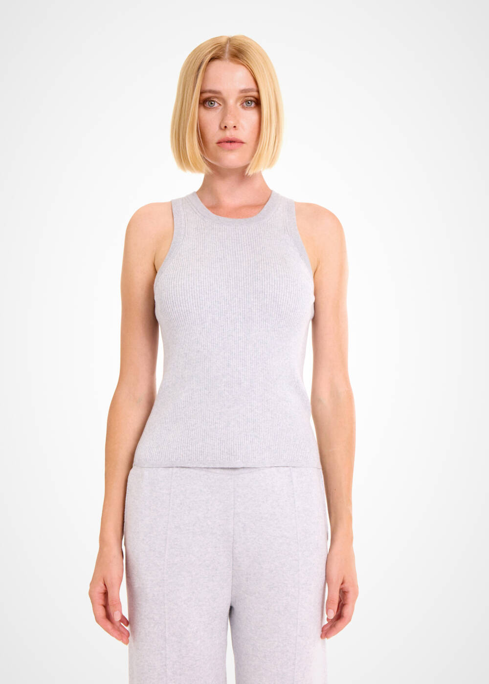 Organic Cotton Light Grey Loungewear Knit Top | Knitss