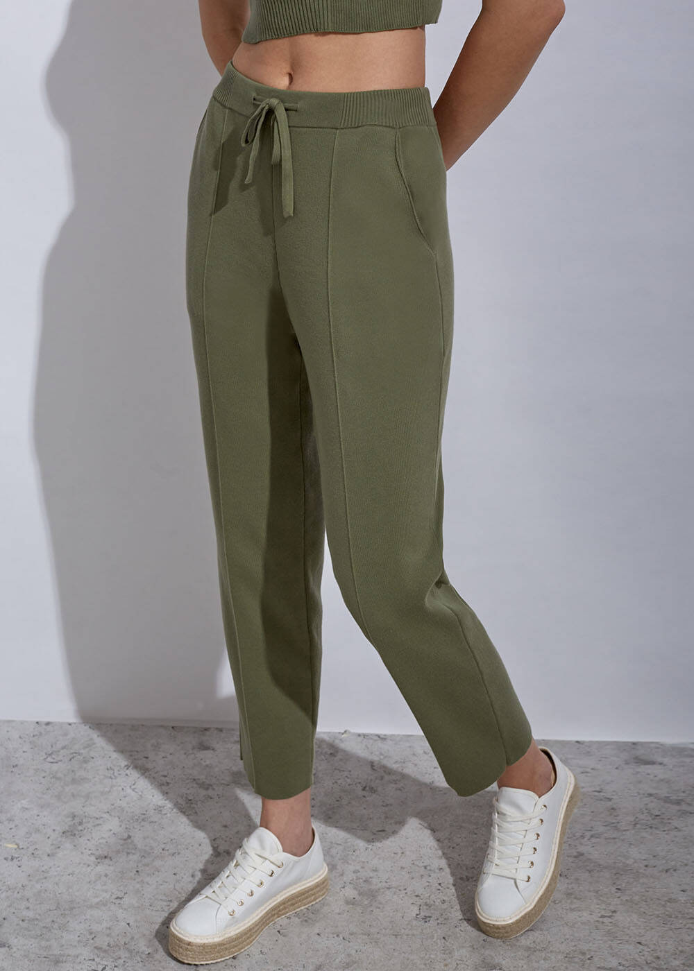 Organik Pamuk Triko Haki Pantolon | Knitss