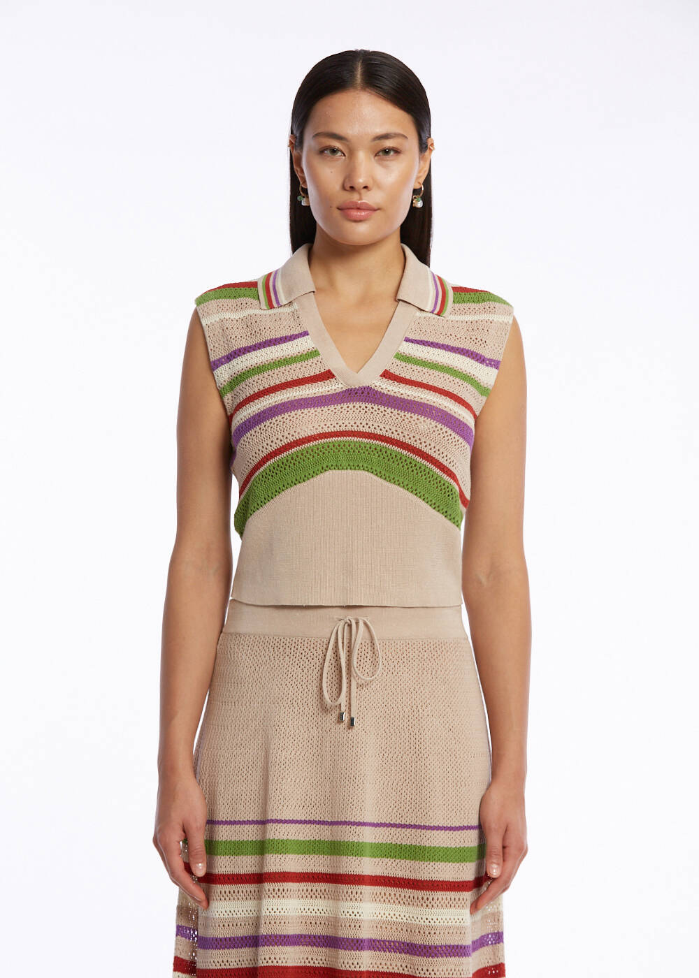 Organik Pamuk Keten Karışımlı Bej Triko Üst | Knitss