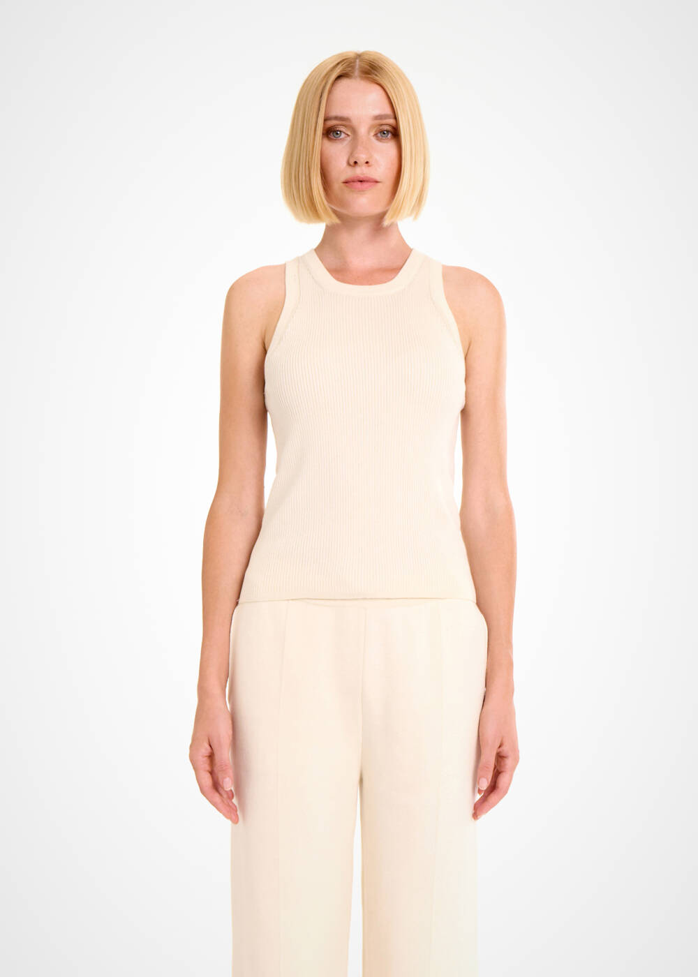 Organik Pamuk Krem Loungewear Triko Üst | Knitss