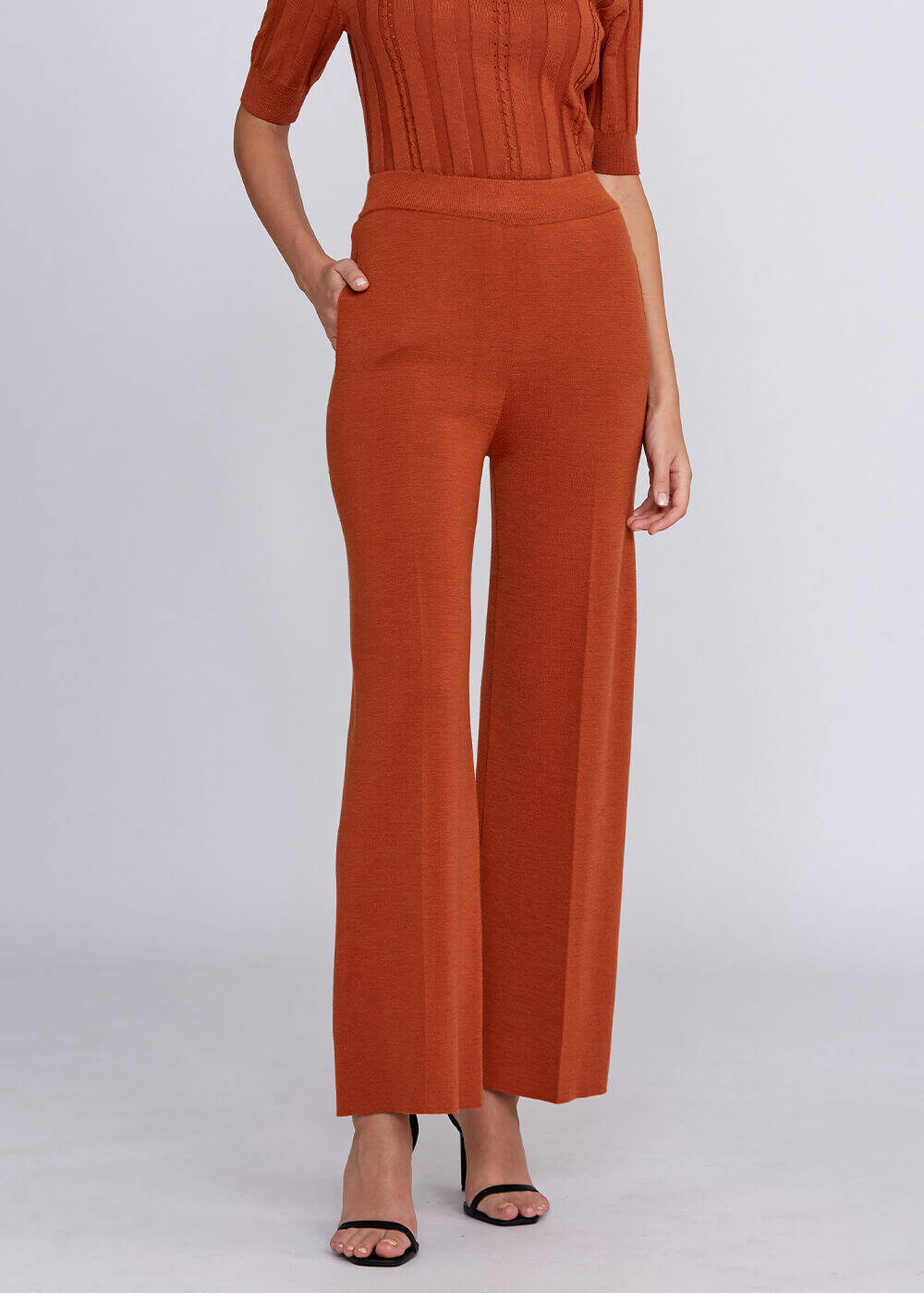 Pocket Detailed Copper Merino Wool Knit Pant | Knitss