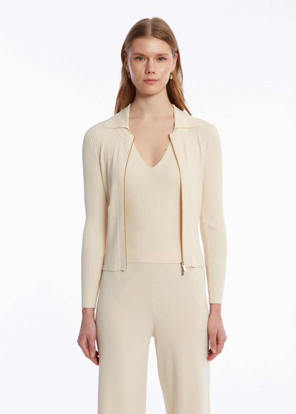 Ribbed Sand Knit Cardigan | Knitss