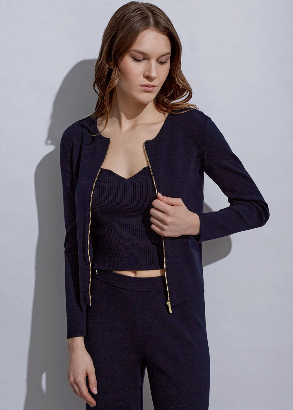 Slim Fıit Navy Knit Cardigan | Knitss