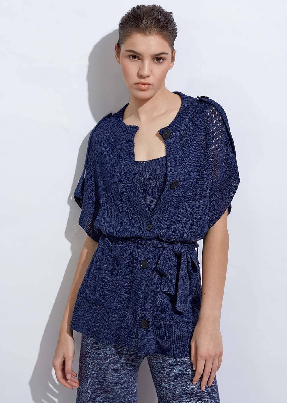 Structured Linen Ocean Knit Cardigan | Knitss
